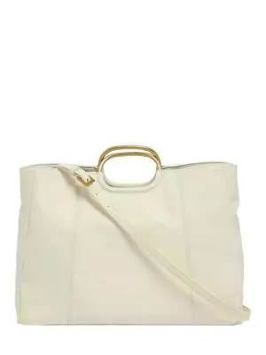 TWINSET Leather Tote Bag With Metal Handles - Neutrals