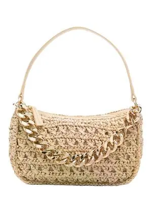 TWINSET Medium Liliane Woven Tote Bag With Chain Detail - Neutrals