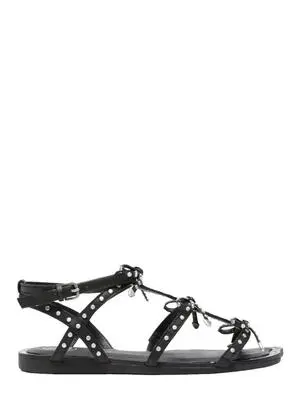 Ash Gladius Stud-embellished Bow Sandals - Black