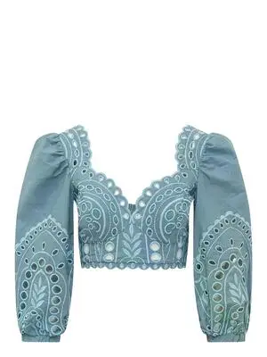 Charo Ruiz Ibiza Luna Broderie-anglaise Top - Blue