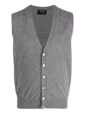DELL'OGLIO V-neck Cashmere Cardigan - Grey