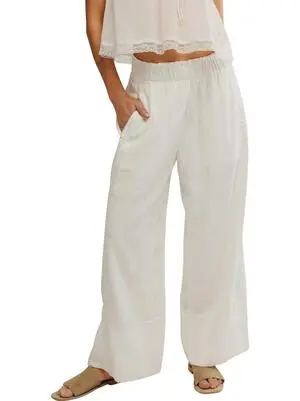 Free People Day's End Linen & Cotton Pants - Clean Ivory