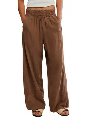 Free People Day's End Linen & Cotton Pants - Double Espresso