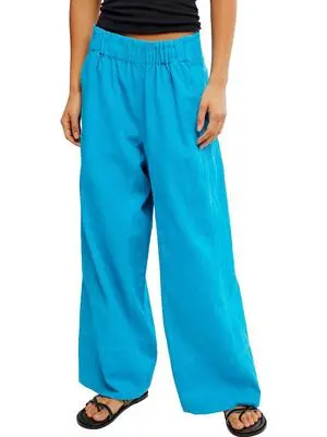 Free People Free People Day's End Linen & Cotton Pants Ocean