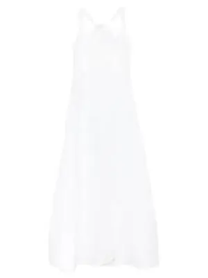120% Lino Halterneck A-line Maxi Dress - White