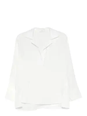 PANICALE Side-slit V-neck Blouse - White