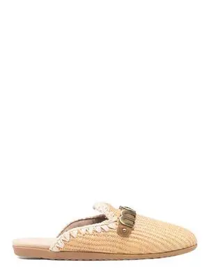 Mou Logo Plaque Flat Mules - Neutrals