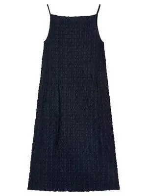 STUDIO TOMBOY Textured Tie-fastening Midi Dress - Blue