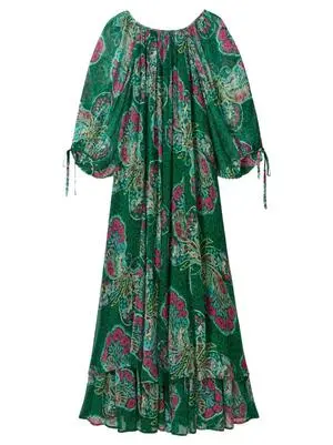 Rixo Hayden Butterfly-print Midi Dress - Green
