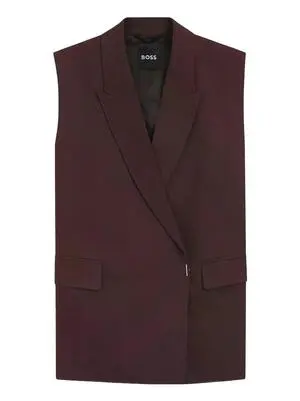 BOSS Double-breasted Sleeveless Waistcoat - Brown