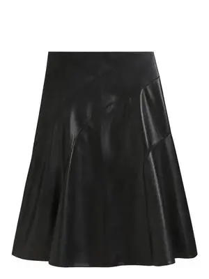 BOSS Faux-leather A-line Skirt With Seaming Details - Black