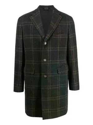 Tagliatore Checked Single-breasted Coat - Black