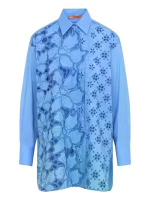 Ermanno Scervino Floral-lace Embroidered Shirt - Blue
