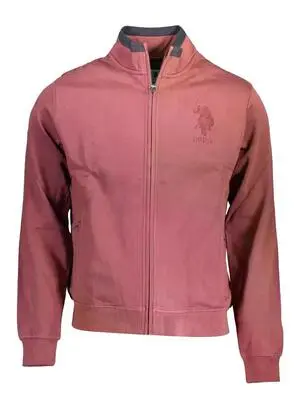 U.s. Polo Assn. Logo-embroidered Zip-up Sweater - Pink