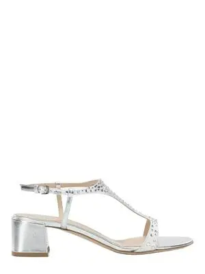 NINALILOU Crystal-embellished Leather Sandals - Silver