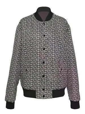 Balmain Monogram-print Reversible Blouson Jacket - Black