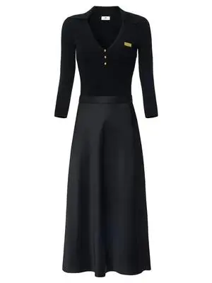 Elisabetta Franchi Satin-skirt Midi Dress - Black