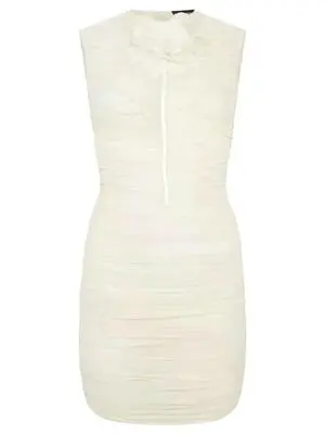 David Koma Ruched Mini Dress - Neutrals