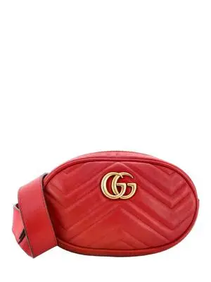 Gucci Gg Marmont Matelasse Leather Belt Bag - Red