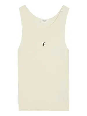 SAINT LAURENT Logo-Embroidered Ribbed Tank