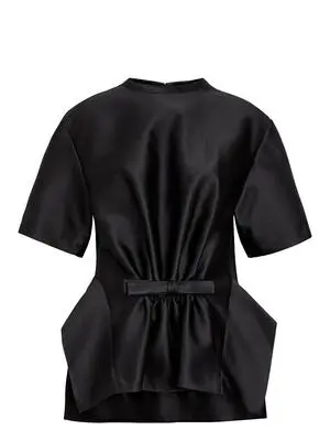 Rabanne Bow-appliquéd Satin Top - Black