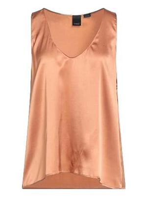 Pinko PINKO Sleeveless V-Neck Silk Blend Top Light Brown