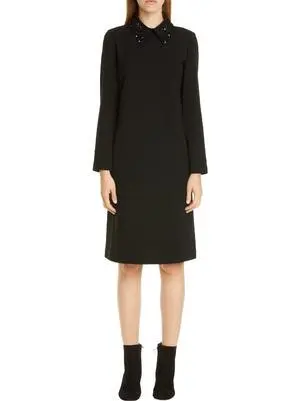 LAFAYETTE 148 NEW YORK Janis Embellished Collar Long Sleeve Dress