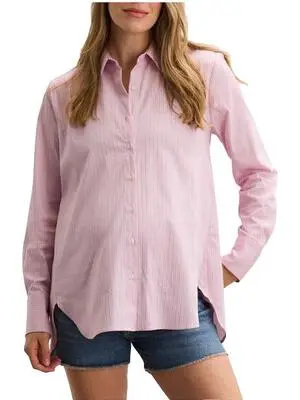 Hatch Collection Classic Button Down Shirt - Purple/pink Stripe