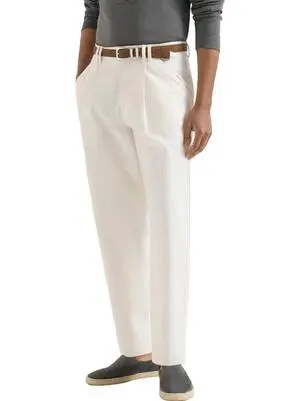 Brunello Cucinelli Cotton And Linen Trousers - White