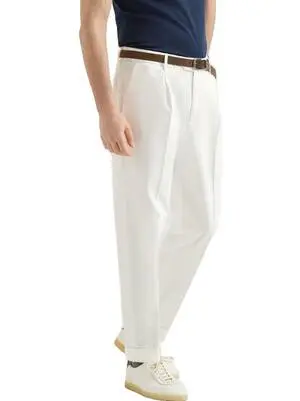 Brunello Cucinelli Gabardine Garment Dyed Trousers - Snow