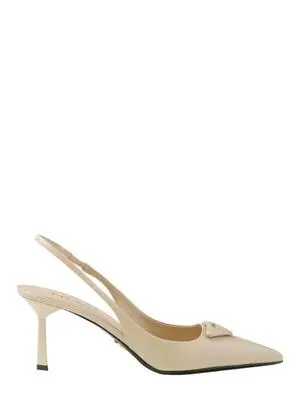 Prada Saffiano Patent Leather Slingback Pumps - Neutrals