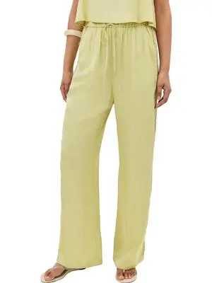 LE BOP Lauren Satin Pants - Honeydew