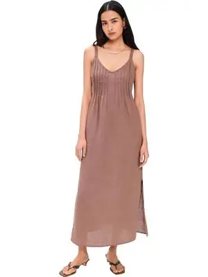 Splendid Stella Linen Pintuck Midi Dress - Wicker