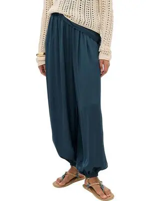 LE BOP Hunter Satin Balloon Pants - Navy