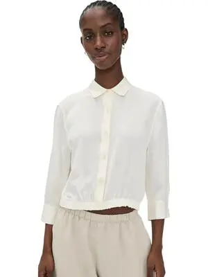 Theory Cropped Button-down Shirt - Ivory
