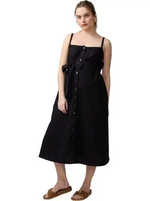 INGRID & ISABEL Sleeveless Button-front Midi Dress - Black