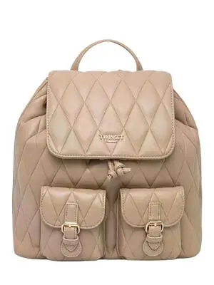 TWINSET Quilted Leather Backpack - Neutrals