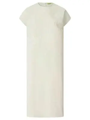 Shanghai Tang Floral-embroidered Midi Dress - White