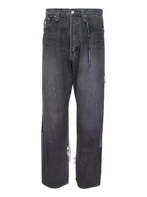 MASTERMIND WORLD Patchwork Jacquard Logo Jeans - Grey