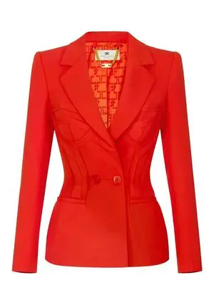 Elisabetta Franchi Raw-edge Bustier-line Jacket - Red