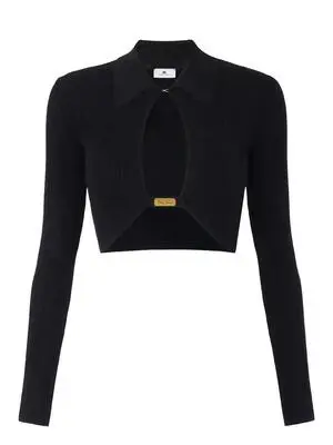 Elisabetta Franchi Micro-braided Cut-out Top - Black