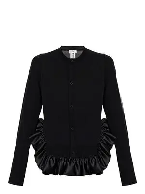 Comme Des Garçons Wool Cardigan With Ruffle - Black