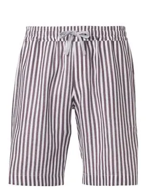 Fedeli Striped Linen Shorts - Brown