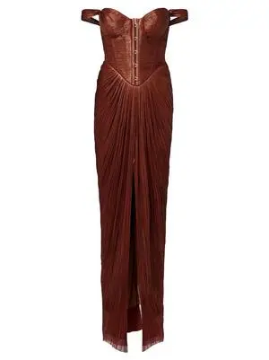 MARIA LUCIA HOHAN Susie Silk Bustier Gown Brown