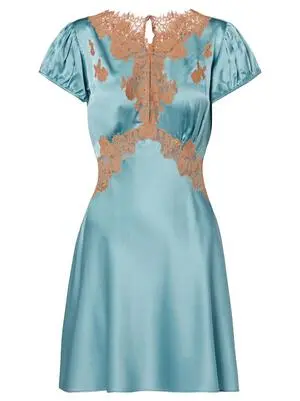 DÔEN Dôen Junia Lace-Trimmed Silk Satin Minidress