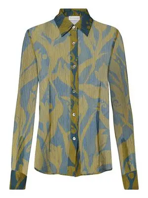 Dries Van Noten Printed Silk Shirt - Green