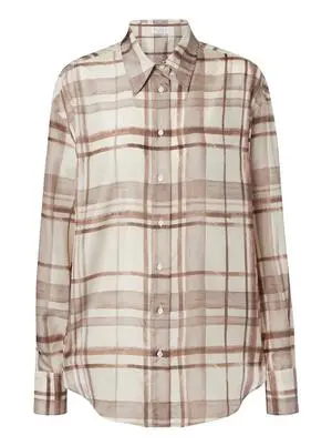 Brunello Cucinelli Checked Silk Shirt - Beige