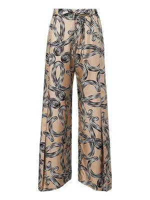 Loewe Paula's Ibiza Anagram Silk Wide-leg Pants - Beige