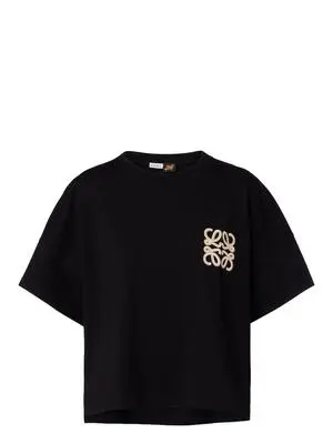 Loewe Anagram Embroidered Cotton T-shirt - Black