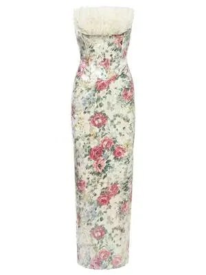 NISSA Sequin-embellished Ruffled Midi Dress - Neutrals